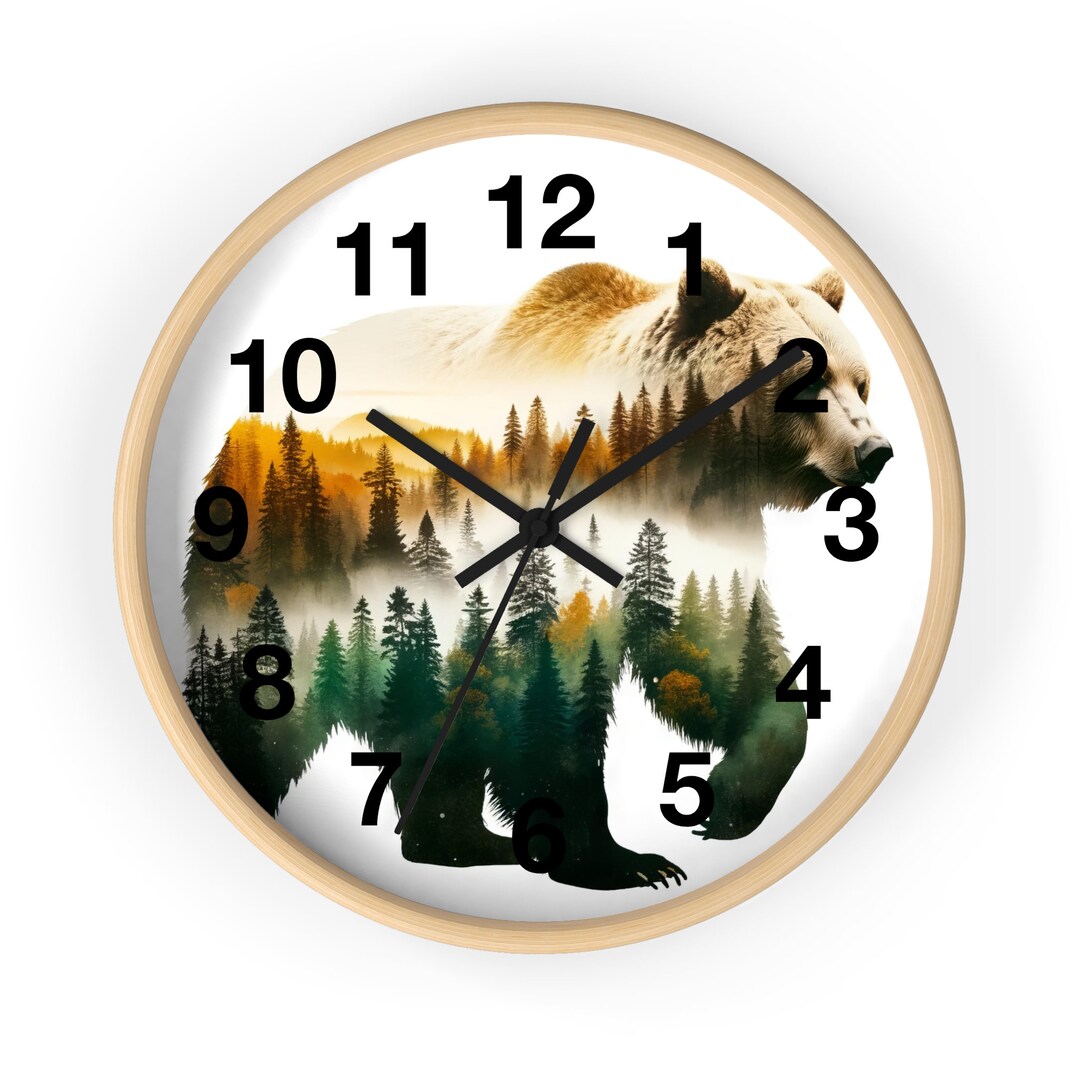 Bear in the Forests Home Wall Clock, Bear Housewarming Gift, Cabin ...