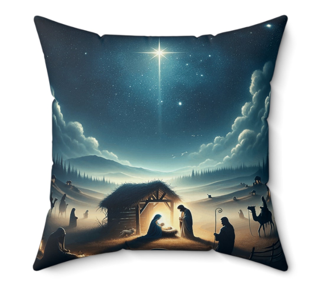 Nativity Scene Christmas Square Pillow, Christmas Decorations, Baby ...