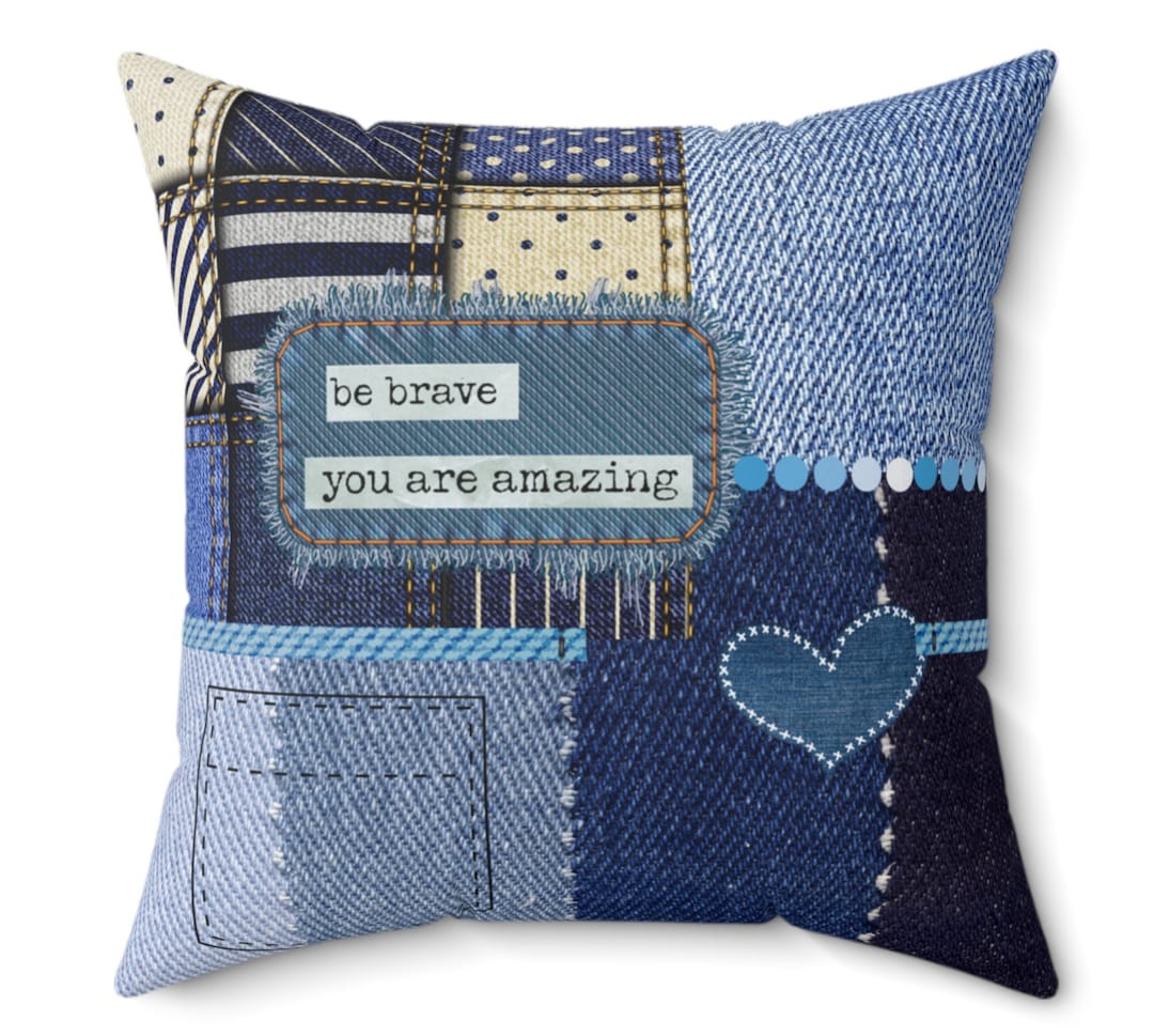 Denim Jean Design Throw Pillows, Denim Decor for Room, Denim Quilt ...