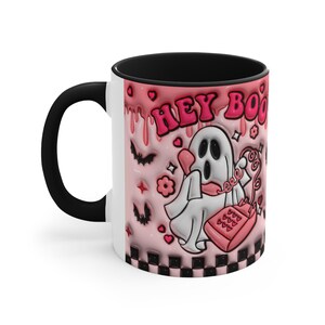 Hey Boo Ghost Halloween Coffee Mug, Halloween Mug, Pink Halloween Mug ...