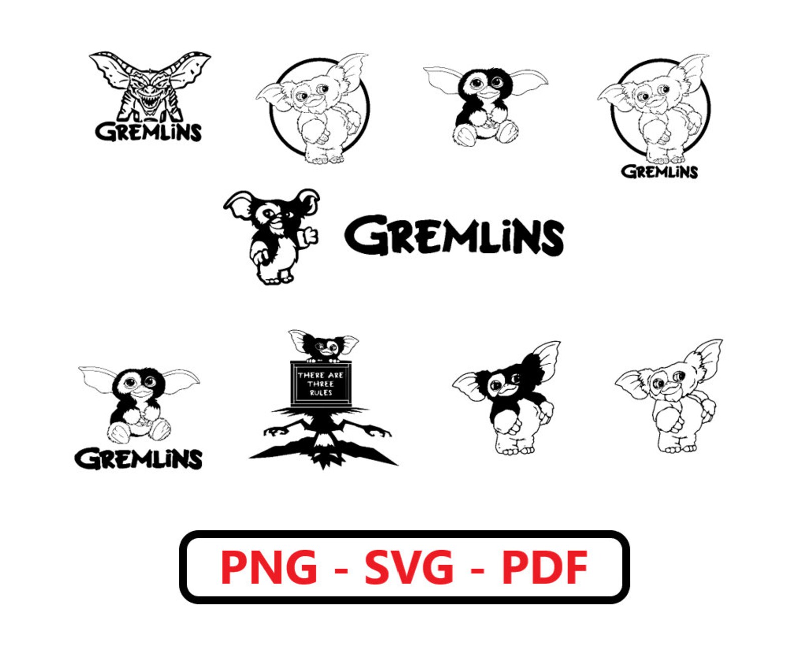 10 Images Files Pictures Bundles Gizmo Mogwai Gremlins Cut Files Clipart PNG SVG PDF - Etsy