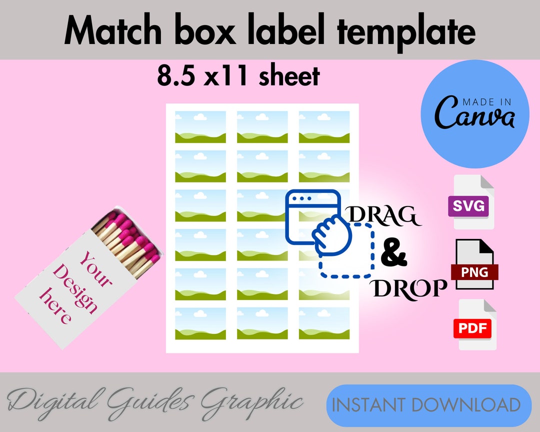 Match Box Template, DIY Label Template, Sticker Labels,match Box SVG ...