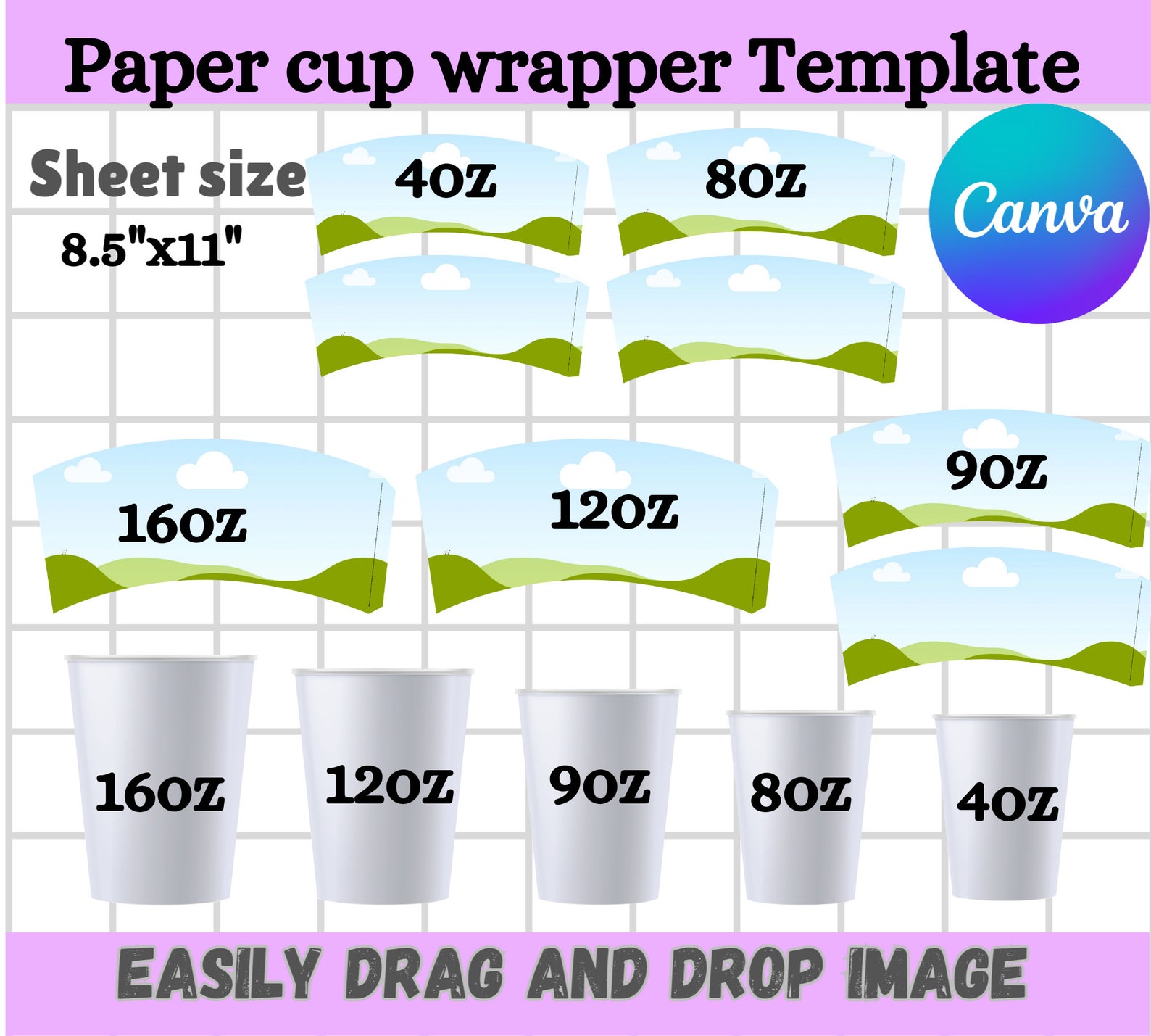 Paper Cup Wrapper Template, Coffee Cup Template, Paper Cup Template ...
