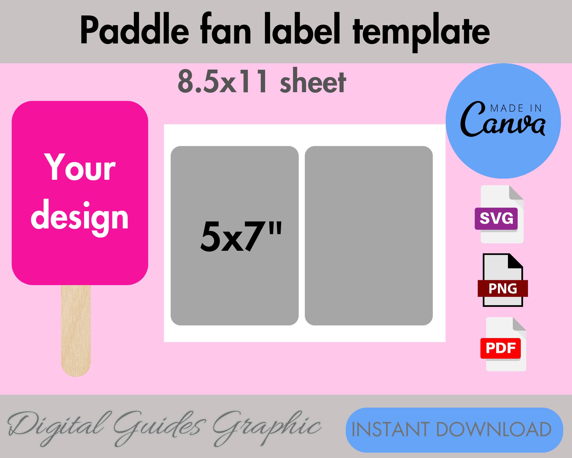 Paddle Fan Template, Wedding Fan, Church Fan, Graduation Fan Template ...