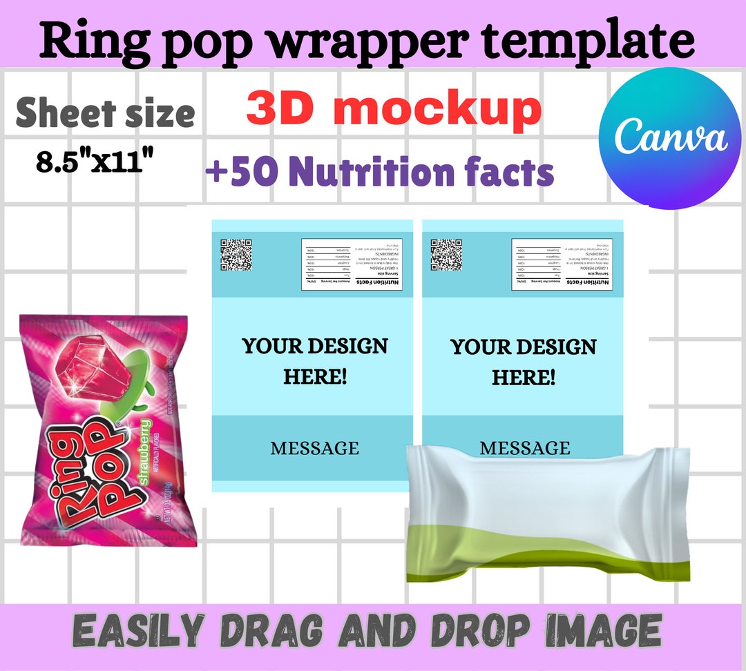 Ring Pop Wrapper Template, Ring Pop Template, Party Favor, Party Favor ...