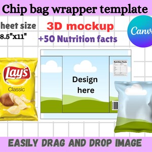 Chip Bag Template, Chip Bag Label, Chip Bag Editable, Printable Party ...