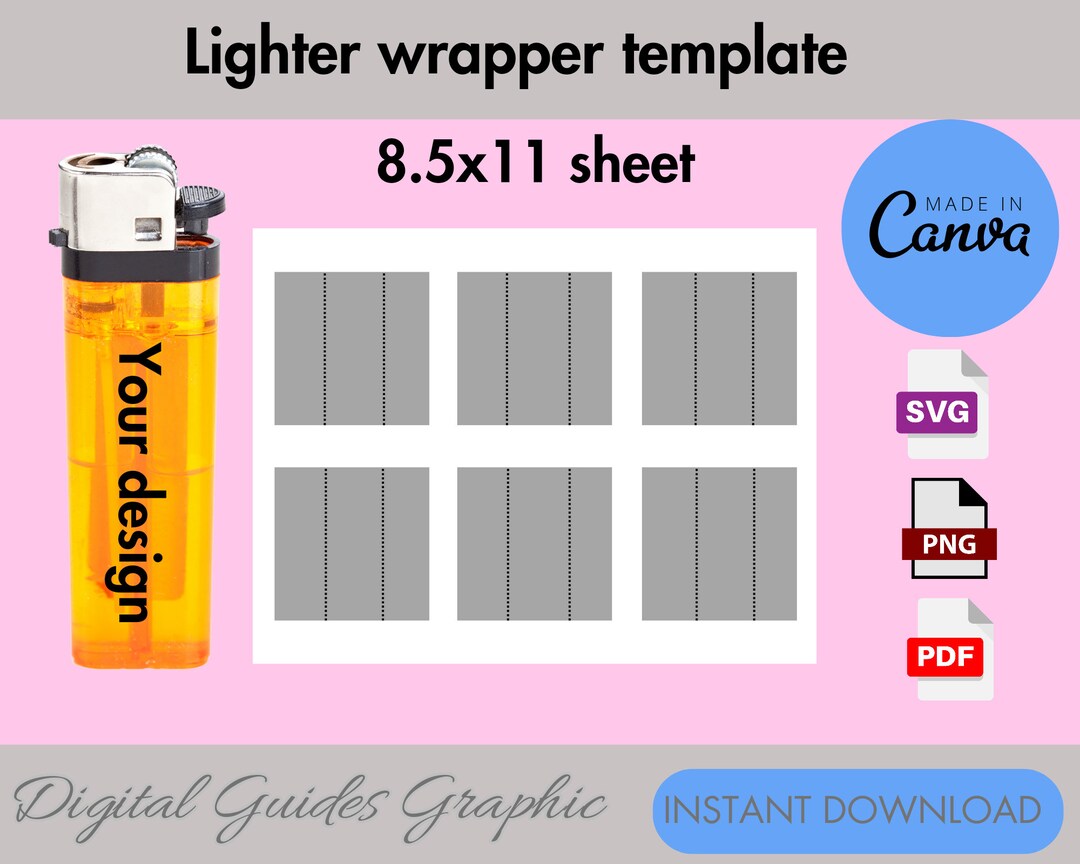 Lighter Label Template, Lighter Wrapper Template, Custom Lighter ...