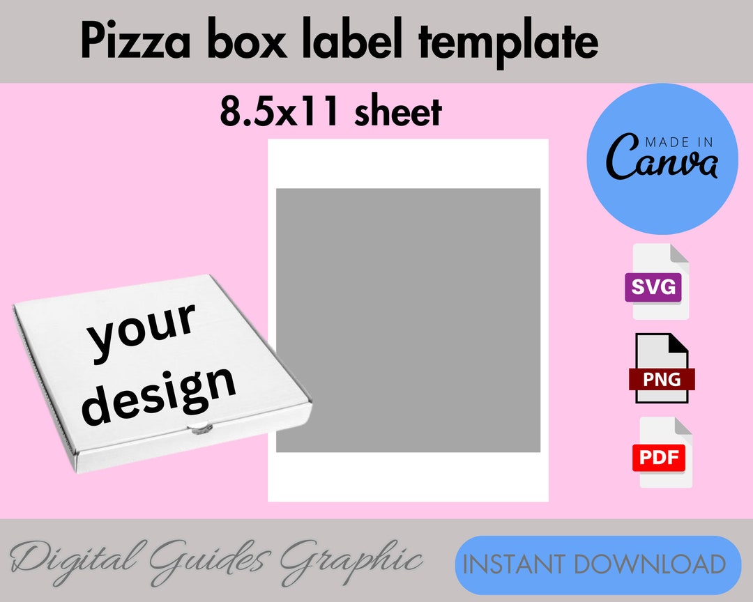 Pizza Box Label Template, Blank Pizza Box Svg Template, DIY Label ...