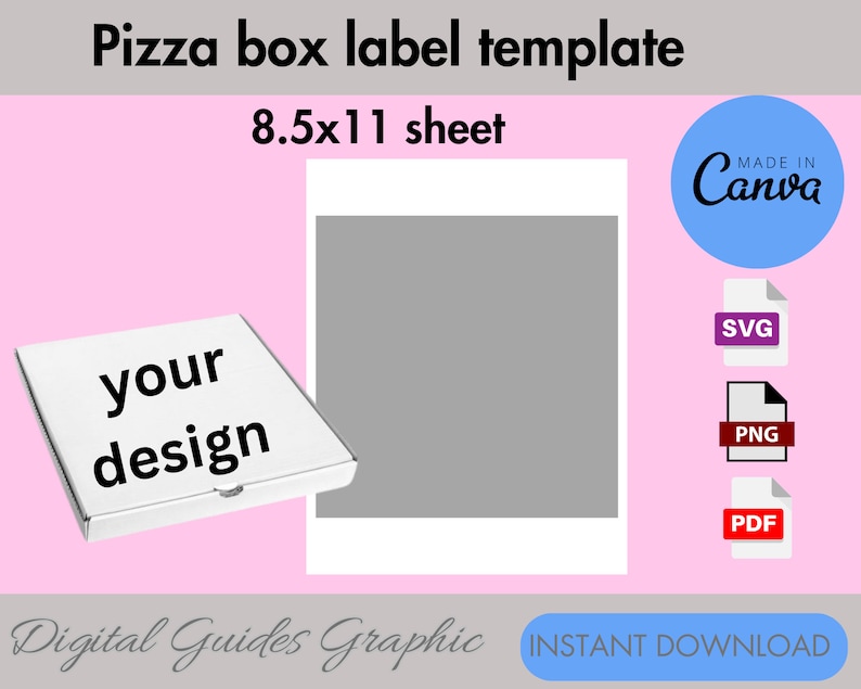 Pizza Box Label Template: DIY Canva Design (8.5x11) (digital Download ...
