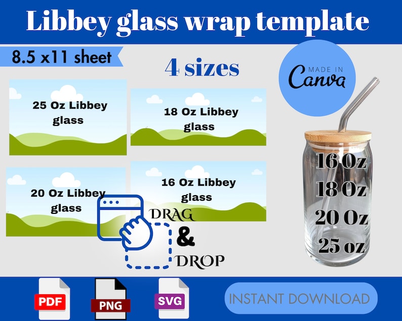 Libbey Can Glass Wrap Template Bundle: SVG, PNG, PDF (canva Editable) Digital Download - Etsy