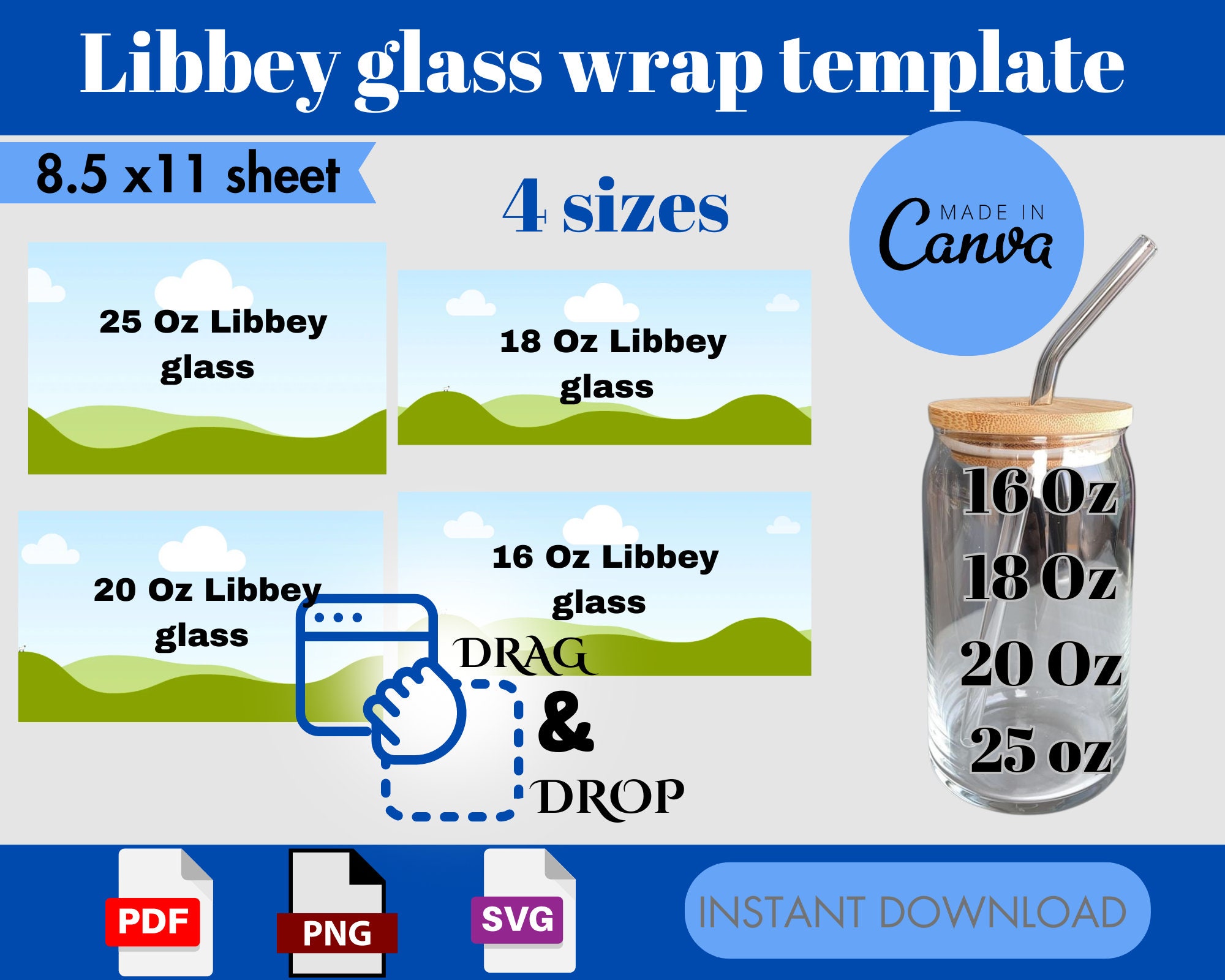 Libbey Can Glass Wrap Template Bundle: SVG, PNG, PDF (canva Editable ...