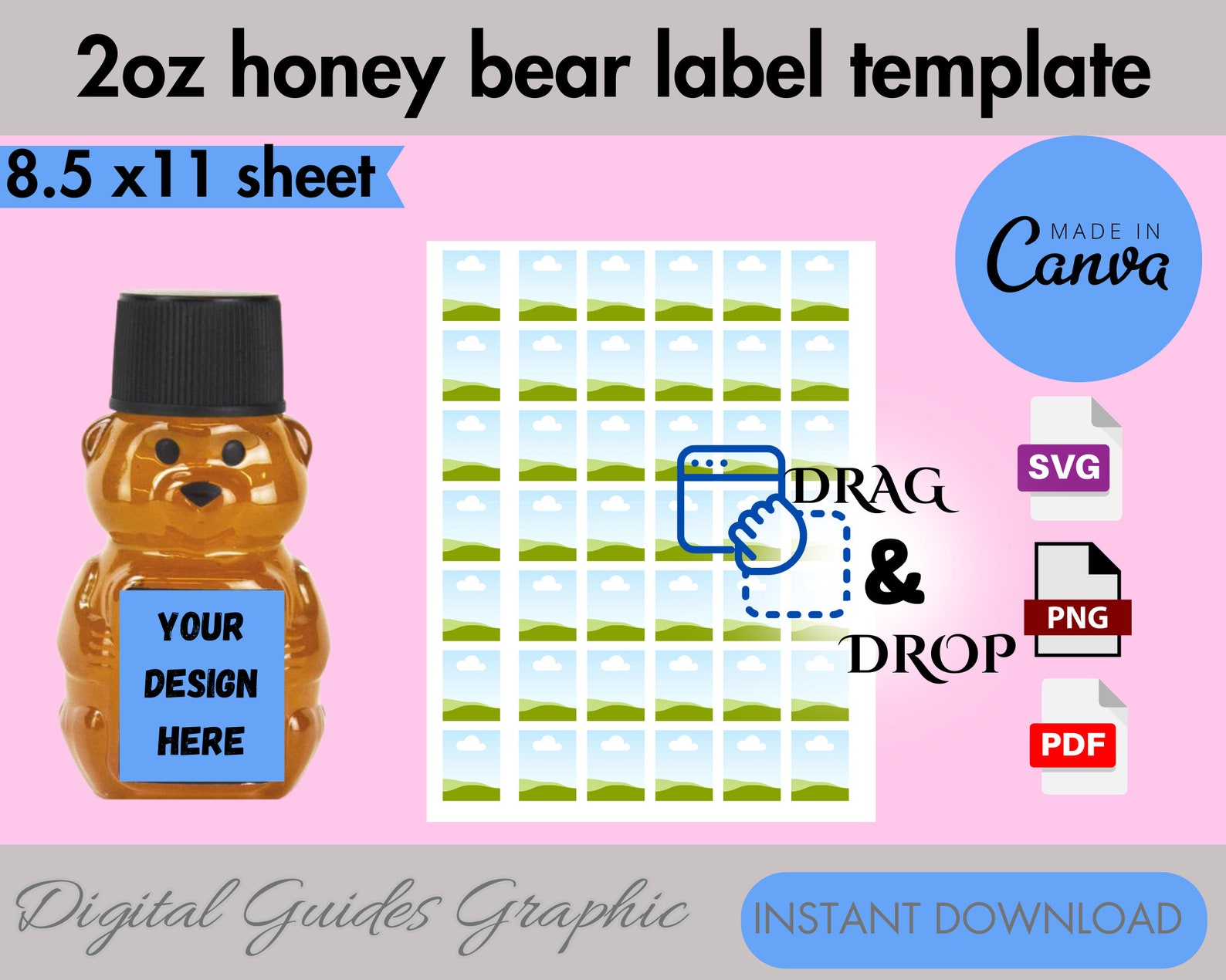 2oz Honey Bear Label Template: Canva DIY Sticker (digital Download) - Etsy