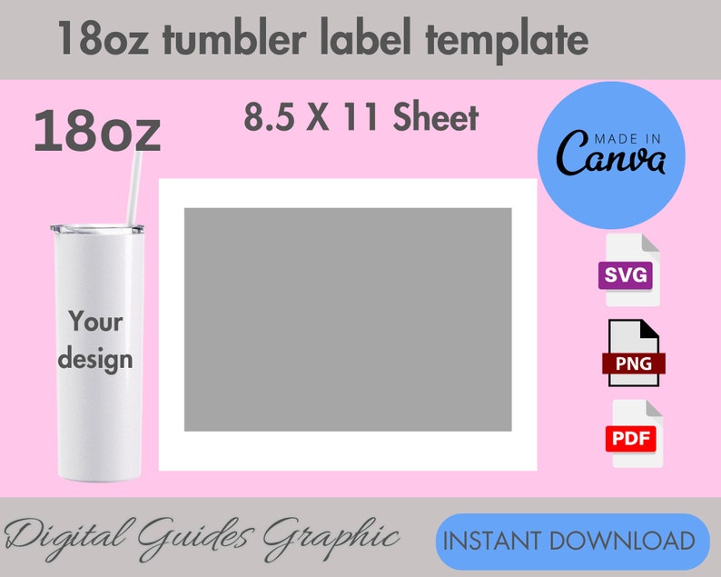 18 Oz Water Tumbler Label Template: Canva Editable (digital Download ...
