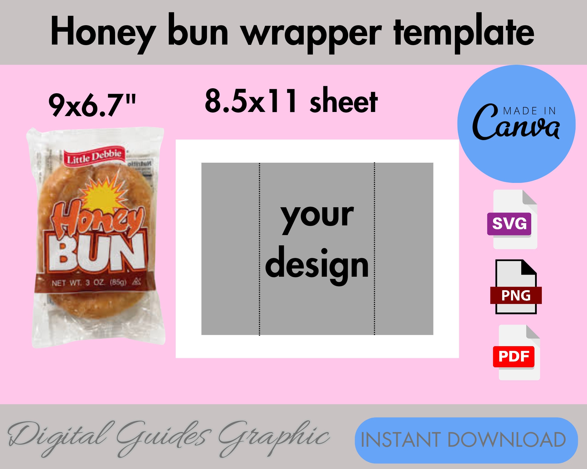 Honey Bun Wrapper Template, Honey Bun Template, Honey Bun Snack ...