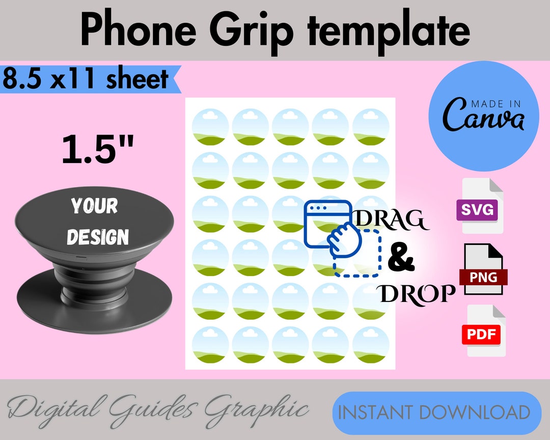 Phone Grip Template: Canva Editable SVG, PNG, PDF (digital Download) - Etsy