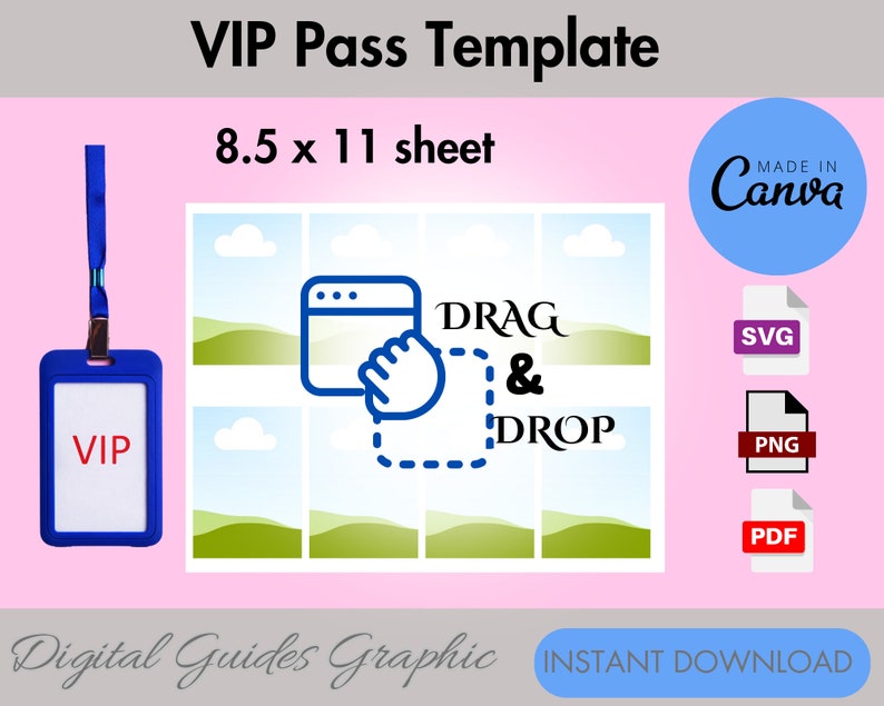 VIP Pass Template: Editable Canva Badge (digital Download) - Etsy