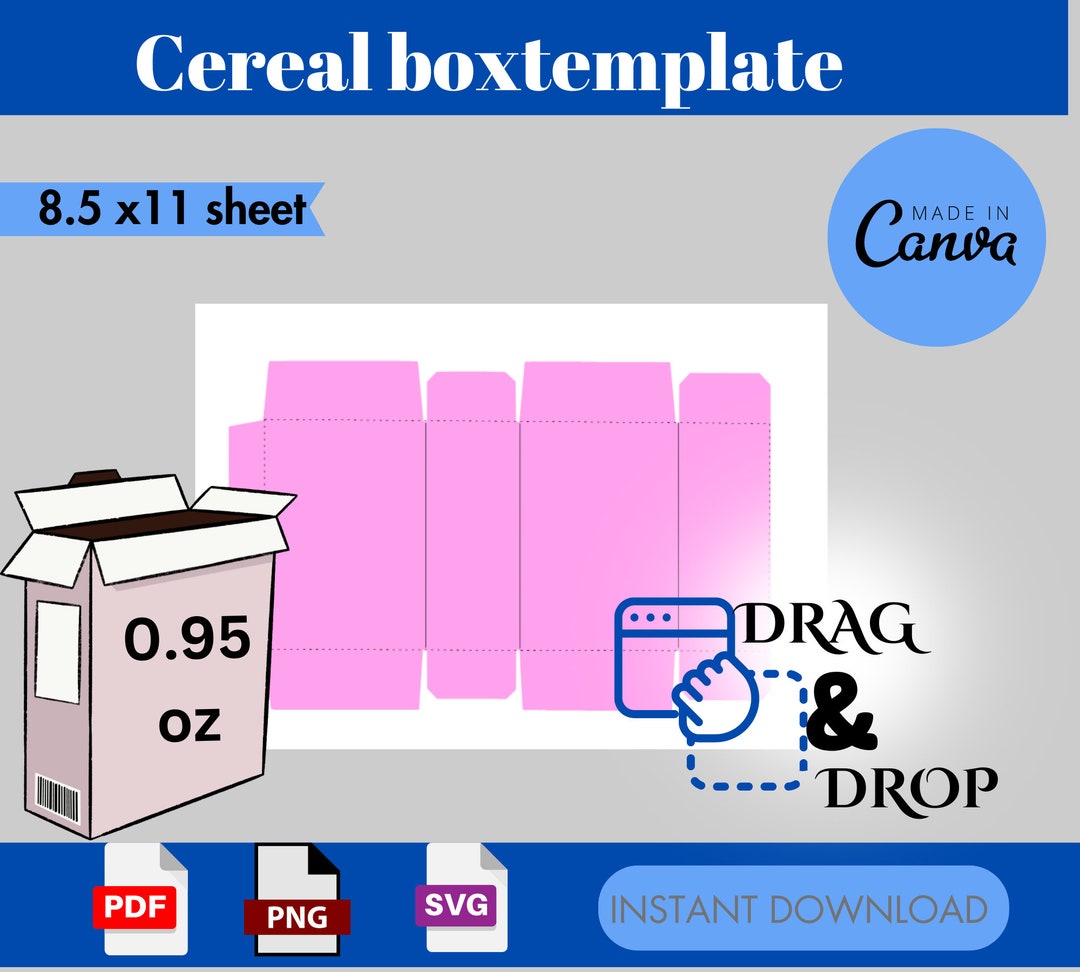 Cereal Box Template, Cereal Box Svg, Cereal Packaging Template, Snack ...