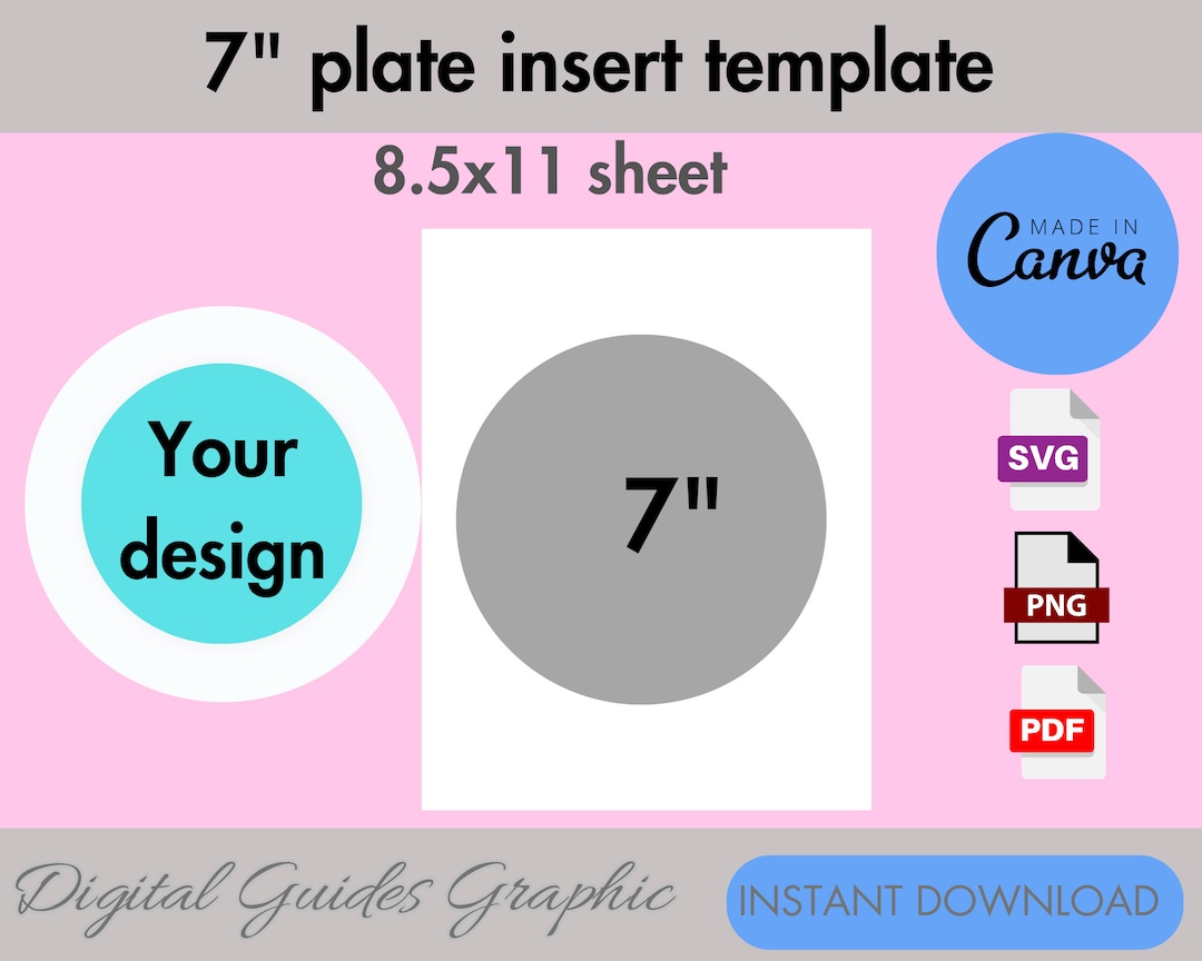 Round Blank Plate 7 Inch Insert Template, DIY Sublimation Charger ...