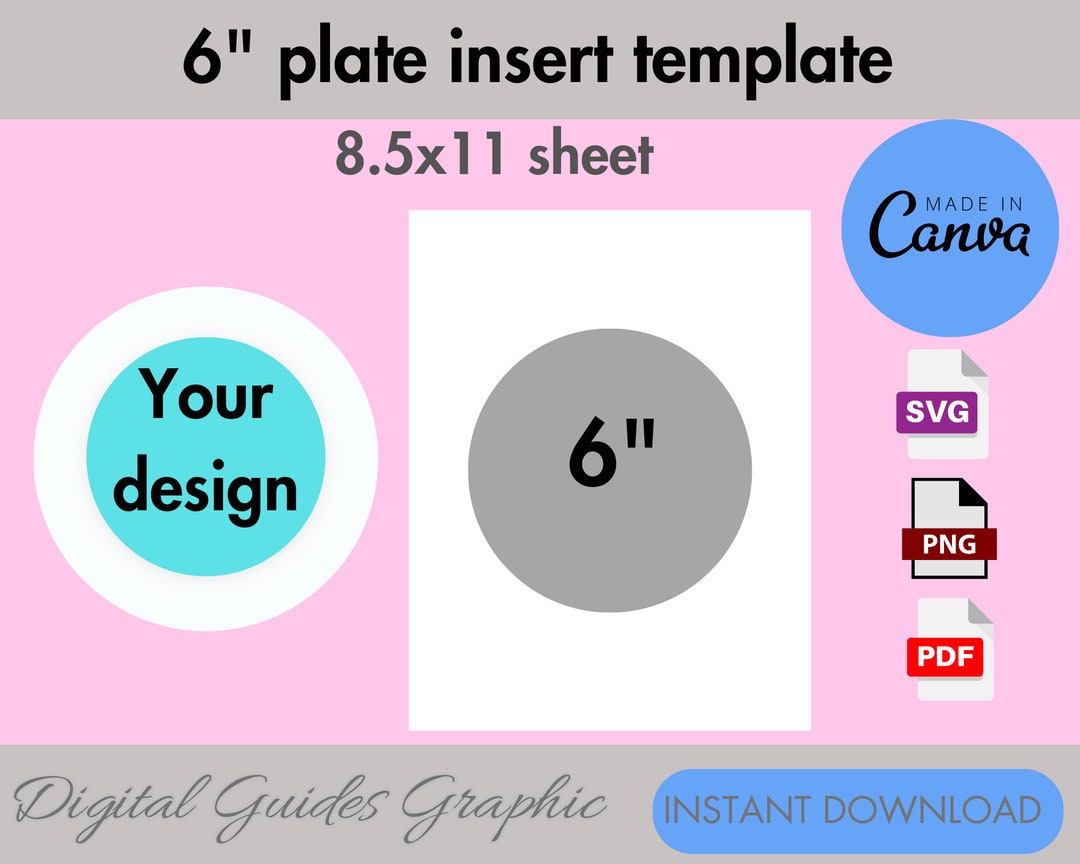 6" Plate Charger Insert Template, DIY Sublimation Charger Insert ...