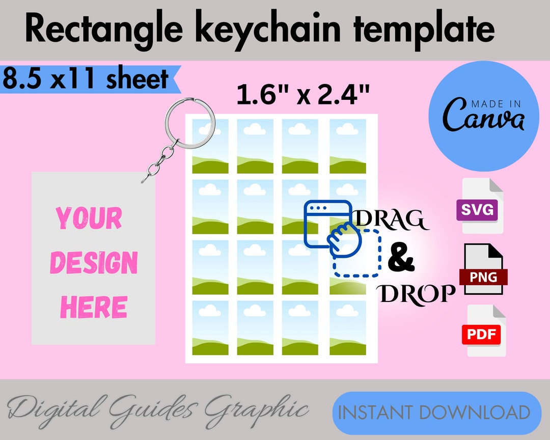 Rectangle Keychain Template, Keychain Template Svg, Sublimation ...