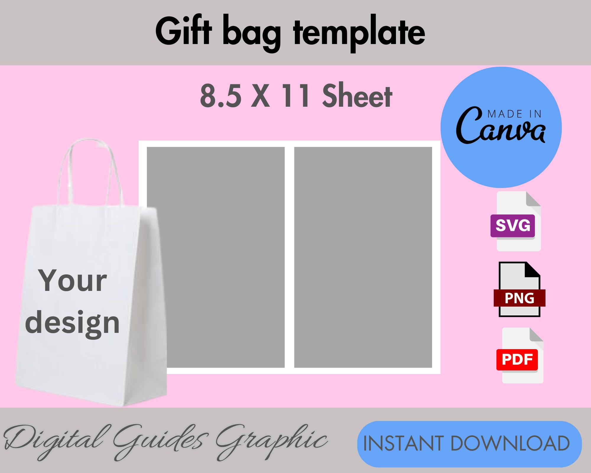 Gift Bag Template,birthday Bag Template, Party Favor Template,gift Bag ...