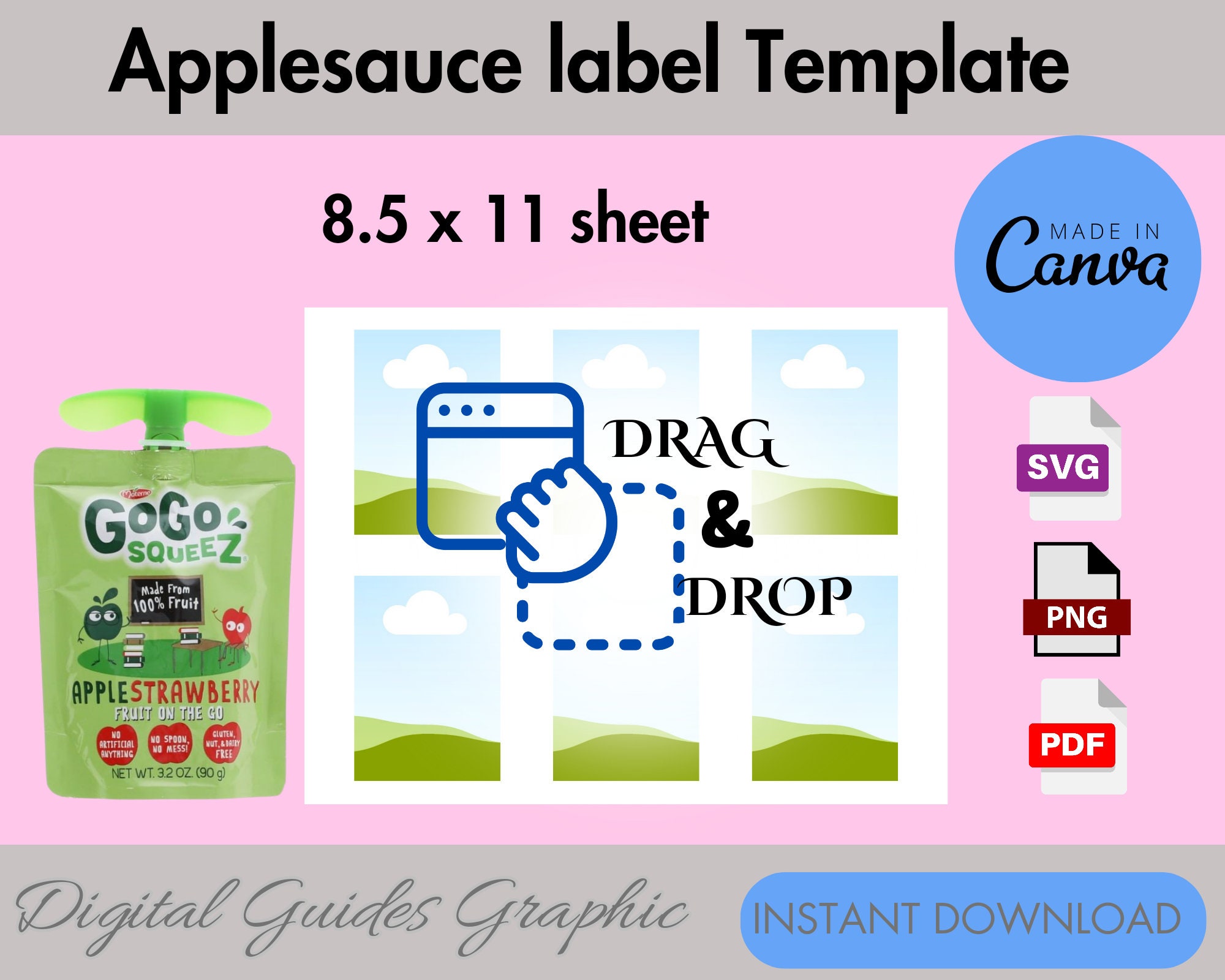 Applesauce Pouch Label Template, Juice Pouch Label, Juice Label Party ...