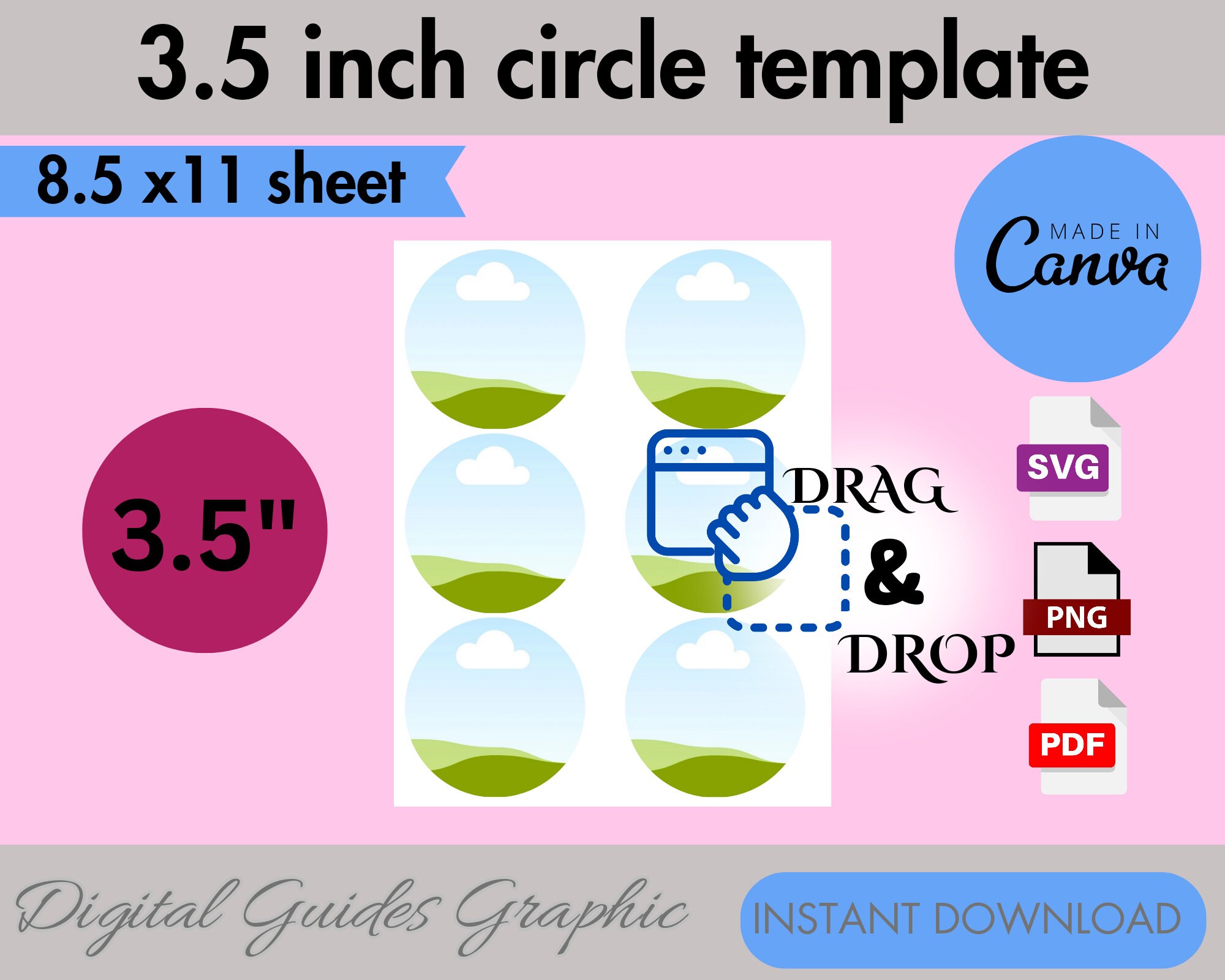 3.5" Circle Template Svg, DIY Label Template, Round Shape Template ...