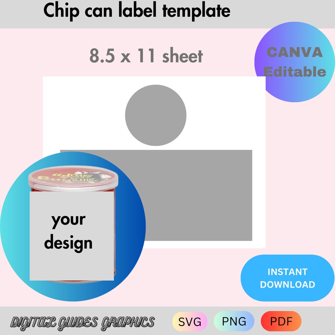 Chip Can Label Template Blank Chip Template Chip Can Label - Etsy