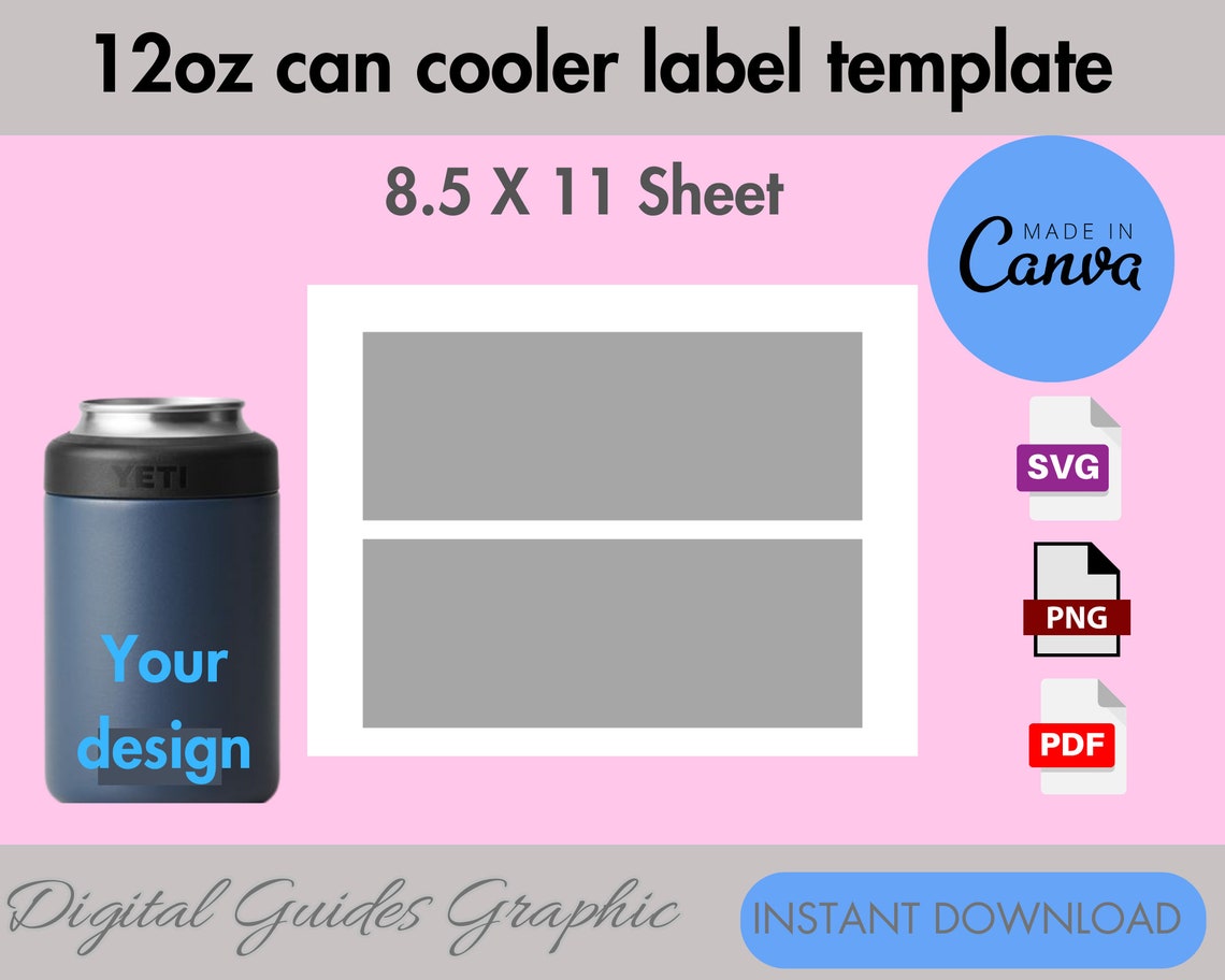 12 Oz Can Cooler Template, Blank Can Cooler Template, Printable Label ...