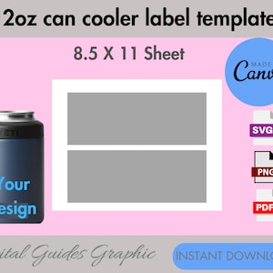 12 Oz Can Cooler Template, Blank Can Cooler Template, Printable Label ...