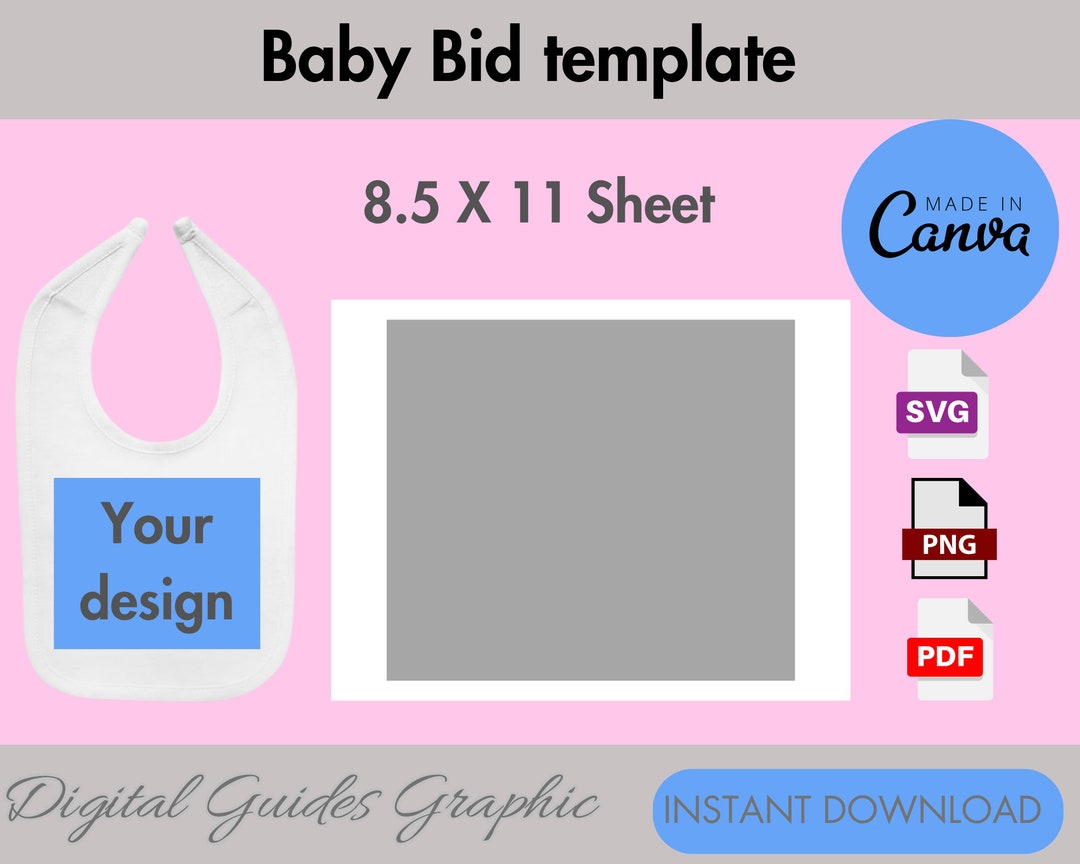 Baby Bib Template: Customizable Canva Design (digital Download) - Etsy