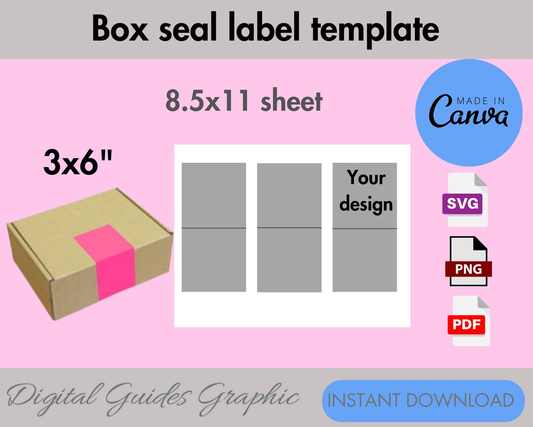 Blank Box Seal Label Template, Custom Packaging Labels, Packaging Seal ...