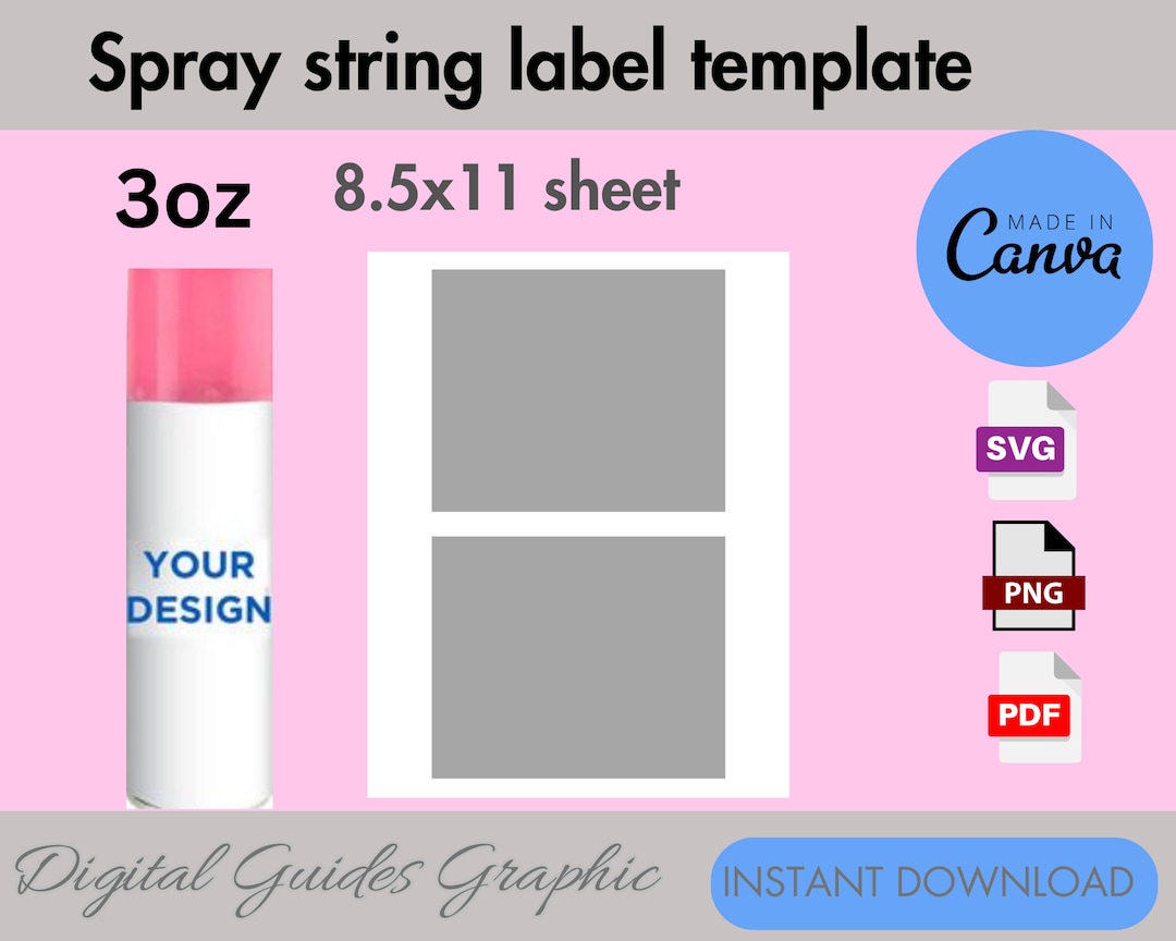 Spray String Can Label Template, Spray String Can Template, Sublimation ...