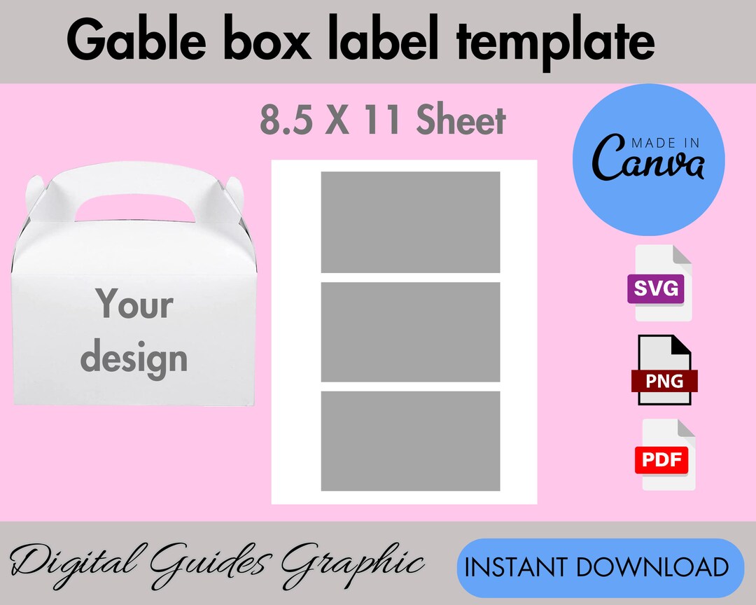 Gable Box Blank Template, Gift Box Label Template, Diy Gable Box ...