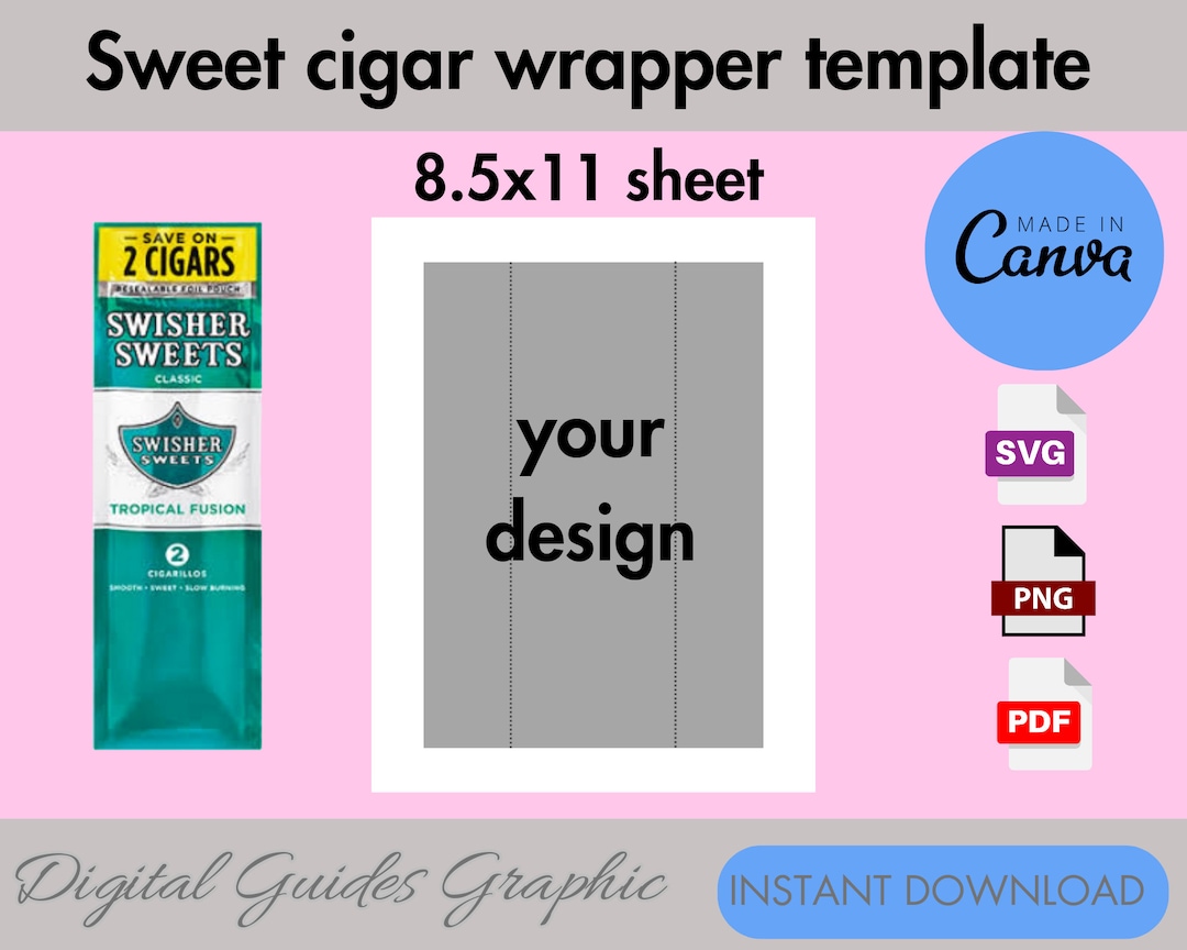Cigar Wrapper Template, Swisher Sweets Design, Canva Editable (digital ...