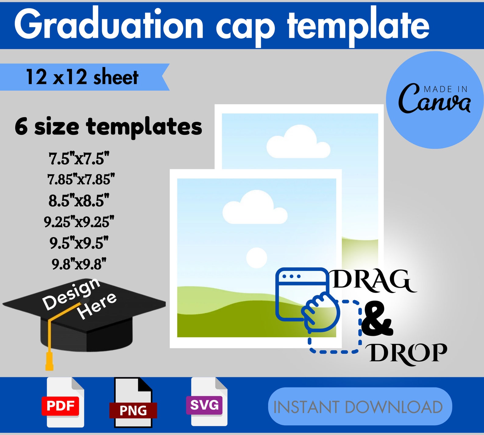 Graduation Cap Topper Template, Graduation Stole Template, Blank ...