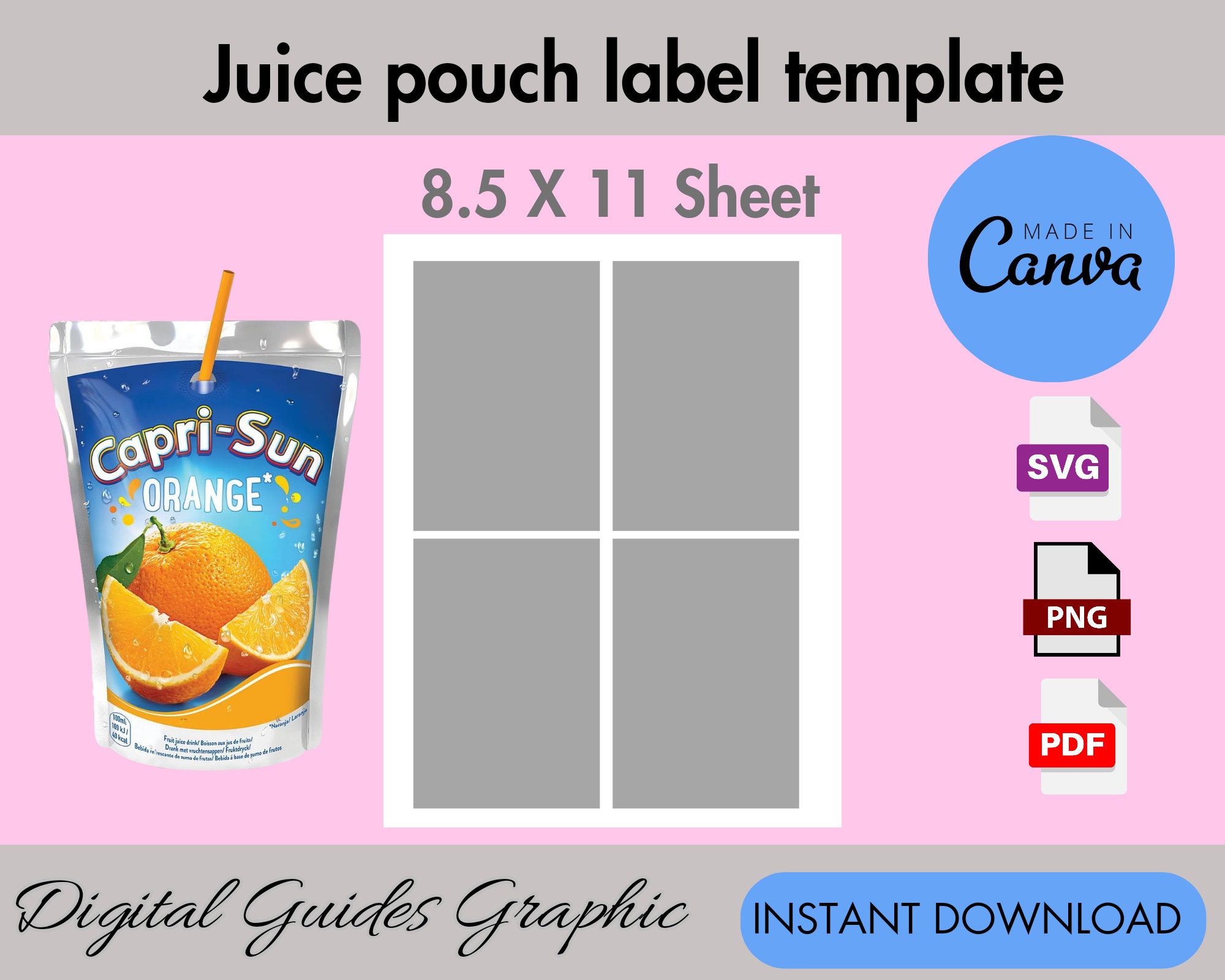 Carpi Sun Label Template, Juice Pouch Template, Juice Box Label ...