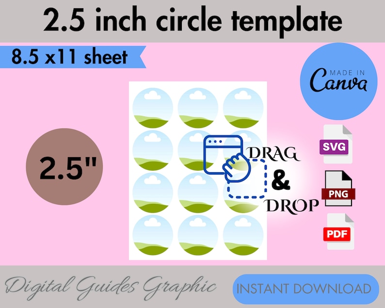 2.5" Circle Template Svg, DIY Label Template, Round Sticker Template ...