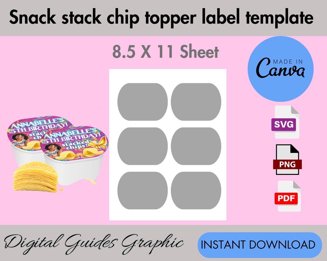 Snack Stack Chip Topper Label Template: Canva Editable (digital ...