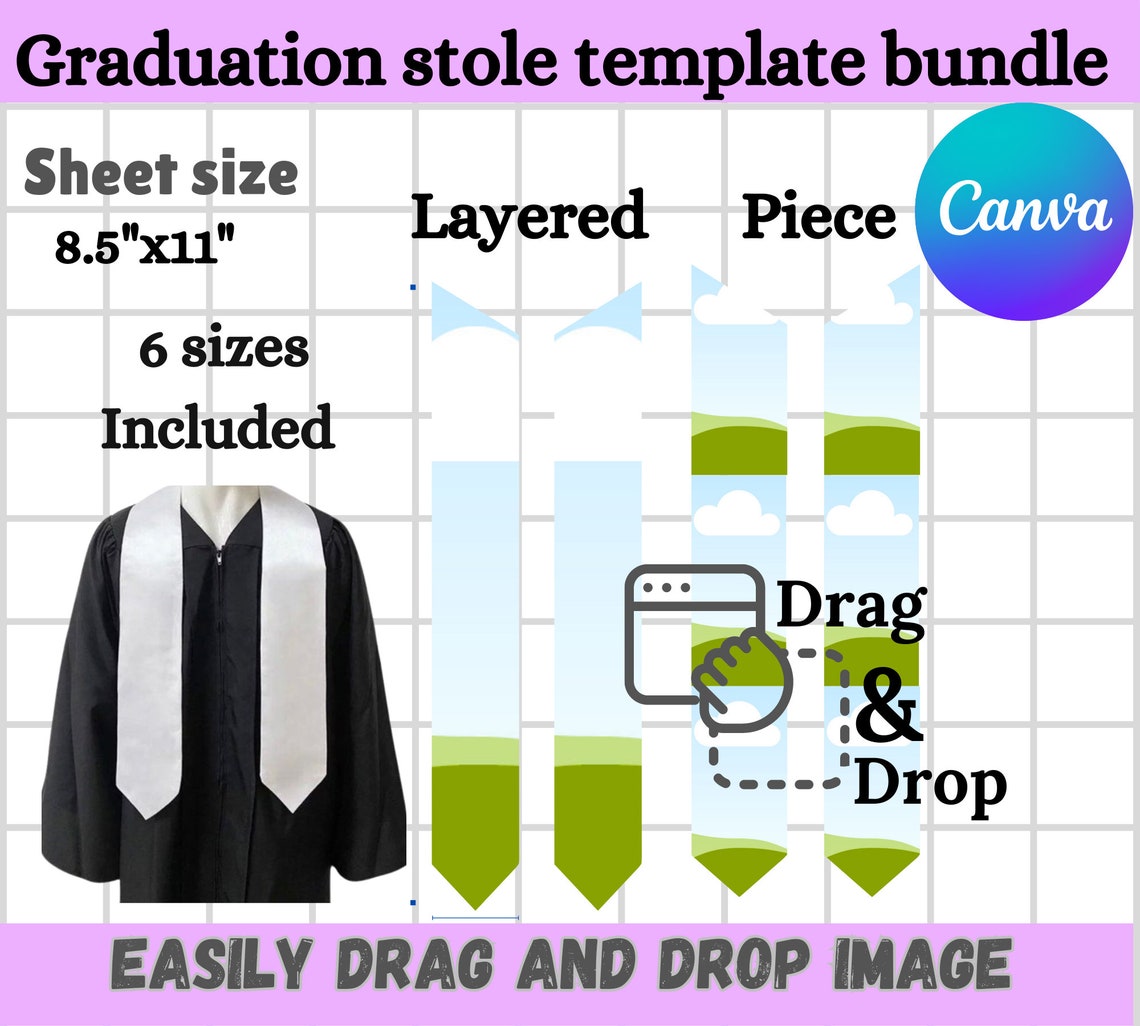 Custom Graduation Stole Template Bundle, Stole Template, Blank ...