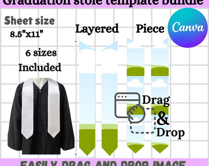 Graduation Stole Template Sheet SVG, PNG, PSD - Etsy Canada