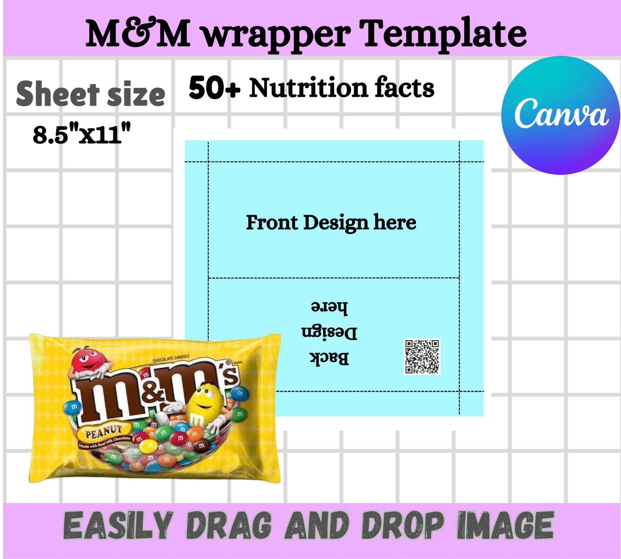 M&M Wrapper Template, Party Favor Template, Party Template, Nutrition Facts, Digital Party Favor ...