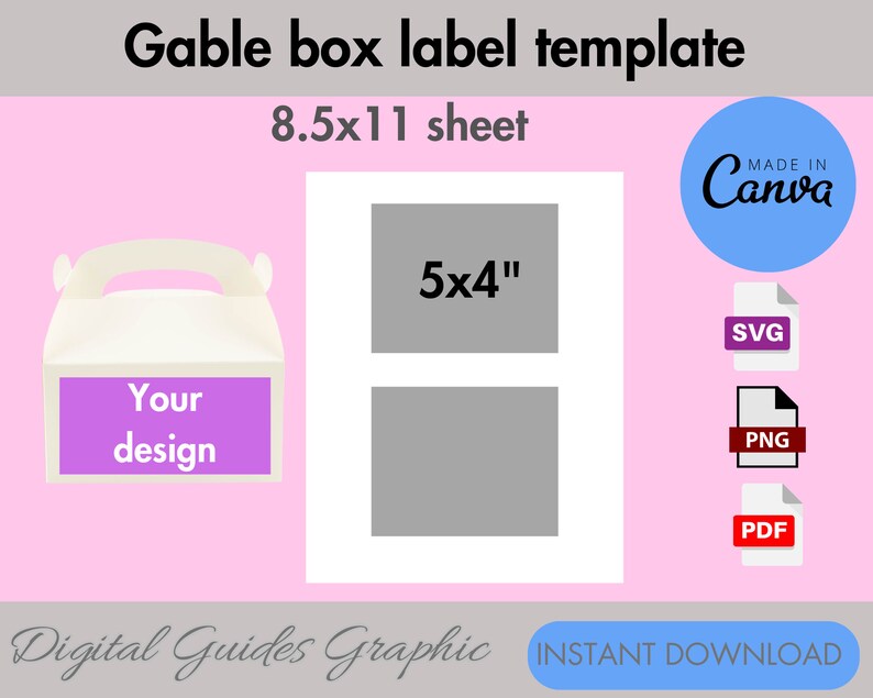 5"x4" Gable Box Label Template, Gable Box Front Label, Printable Gable ...