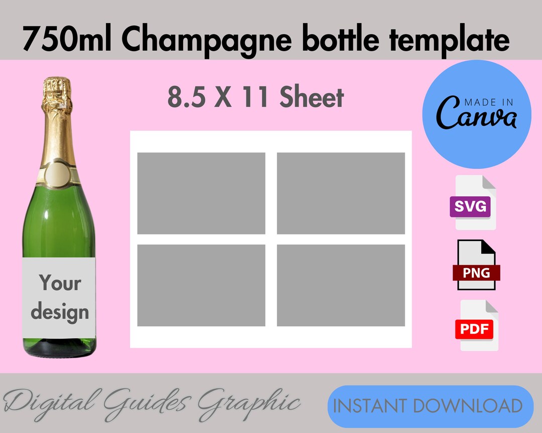 750ml Champagne Bottle Template, Champagne Bottle Label Template ...