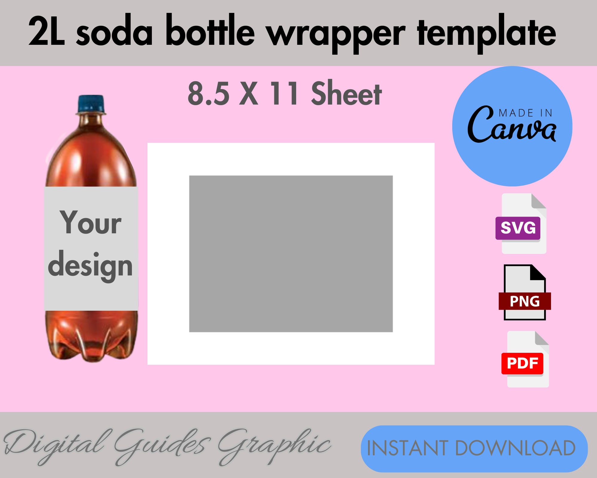 Soda 2L Bottle Label Template, Soda Bottle Label Template, Printable ...