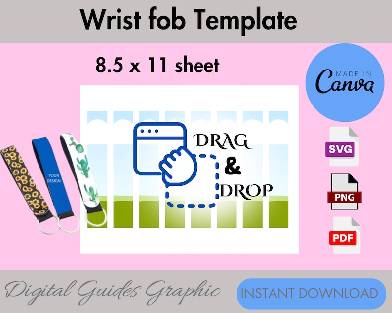 Wrist Fob Template Svg, Wristlet Sublimation Template, Neoprene ...