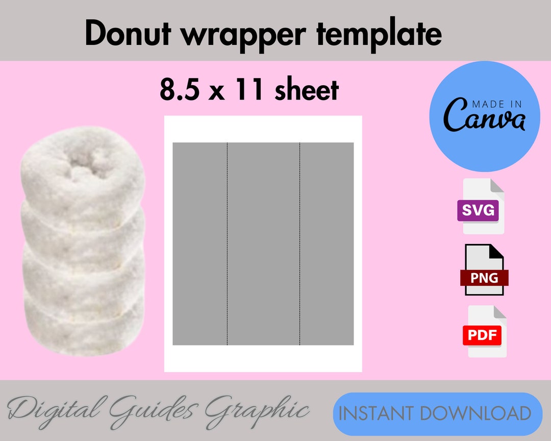 Donut Wrapper Template: Canva Editable, 4-piece (digital Download) - Etsy