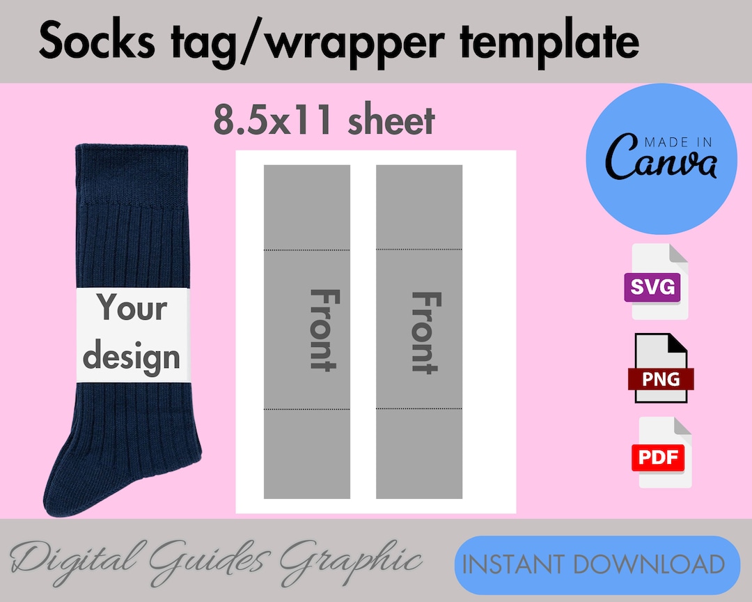Socks Tag, Socks Wrapper Template, Socks Gift Tag, Sock Blank Tag, Gift ...