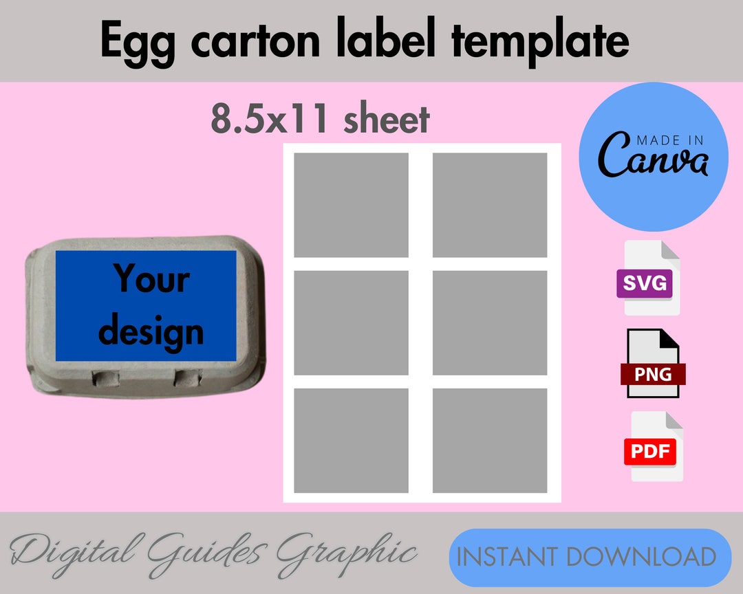 Blank Egg Carton Label Template: Canva Editable (SVG, PNG, PDF) - Etsy