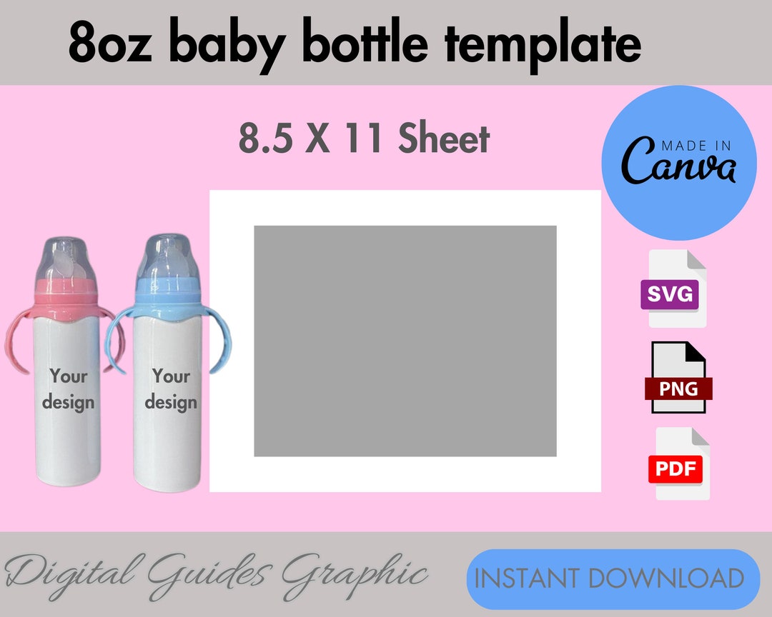 8oz Baby Bottle Template, Baby Bottle Label Template, DIY Label ...
